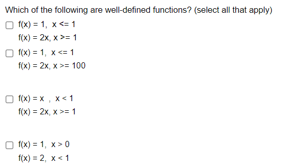 Solved Which of the following are well-defined functions? | Chegg.com