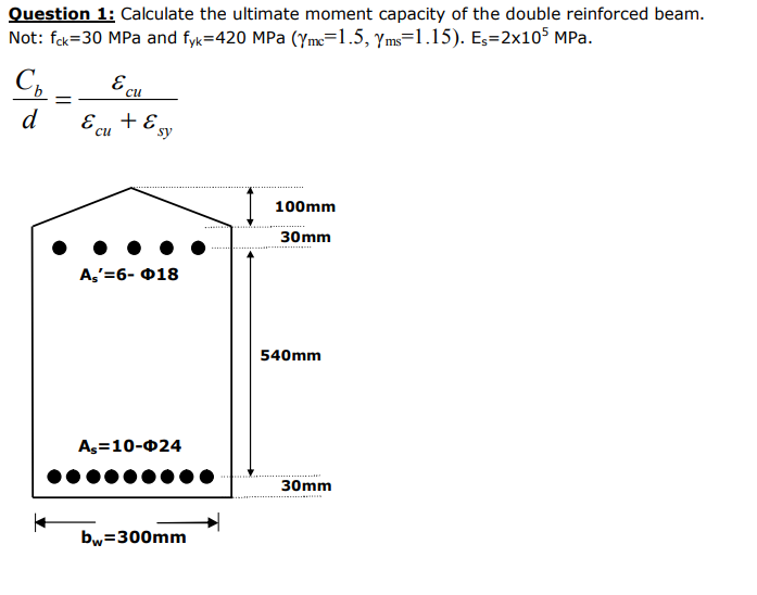 Solved Question 1: Calculate the ultimate moment capacity of | Chegg.com
