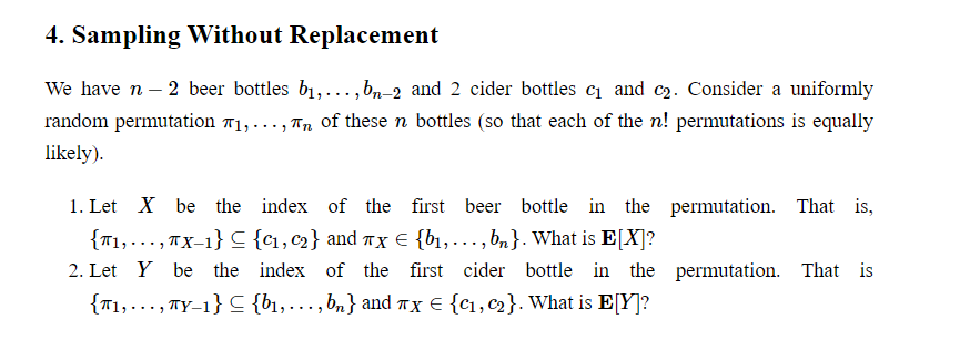 4. Sampling Without Replacement We have n – 2 beer | Chegg.com
