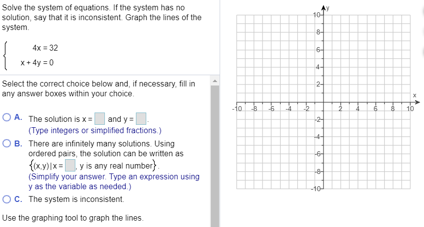 Solved Solve the system of equations. If the system has no | Chegg.com