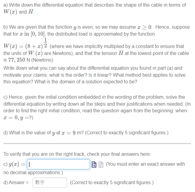 Solved Consider the suspension bridge shown below, where | Chegg.com