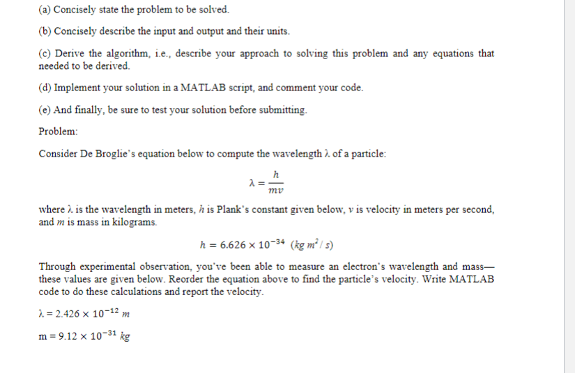 Solved (a) Concisely state the problem to be solved. (b) | Chegg.com