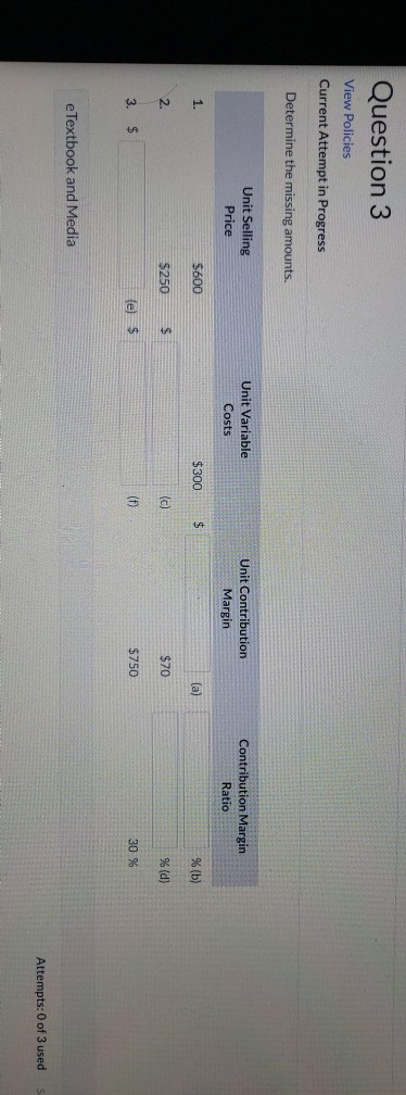 Solved Question 3 View Policies Current Attempt in Progress | Chegg.com