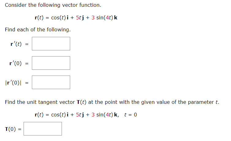 Solved Consider the following vector function. | Chegg.com