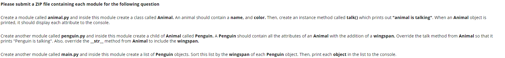 Solved Please submit a ZIP file containing each module for | Chegg.com