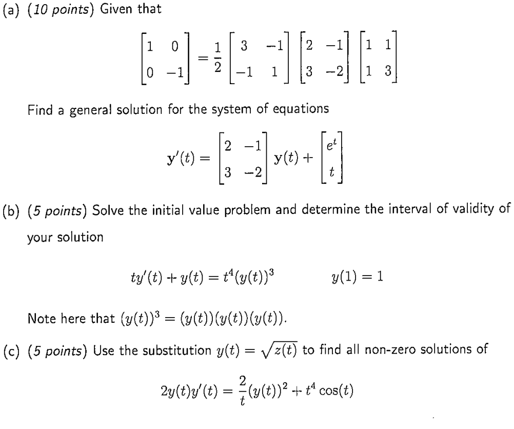 Solved (a) (10 points) Given that | Chegg.com