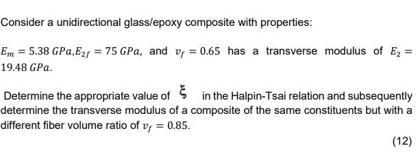 Solved Consider a unidirectional glass/epoxy composite with | Chegg.com