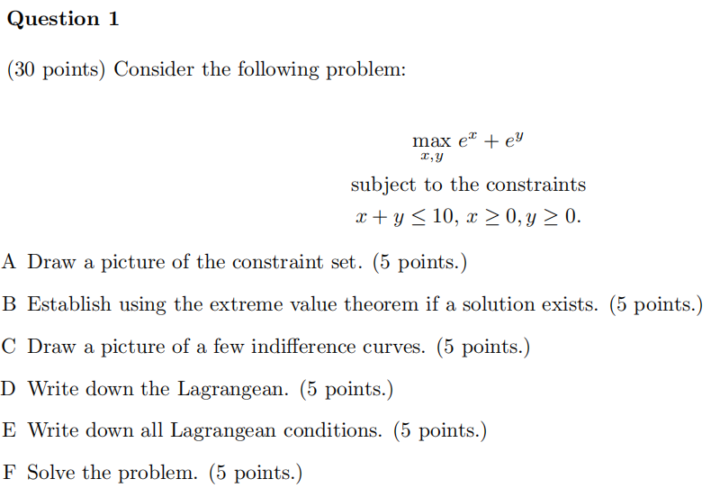 Solved Question 1 (30 points) Consider the following | Chegg.com