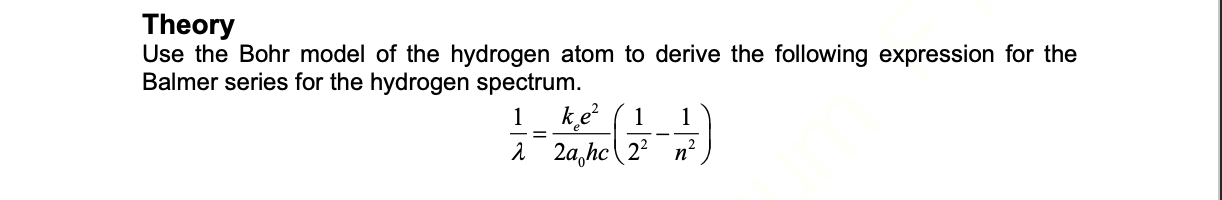 Solved Use the Bohr model of the hydrogen atom to derive the | Chegg.com
