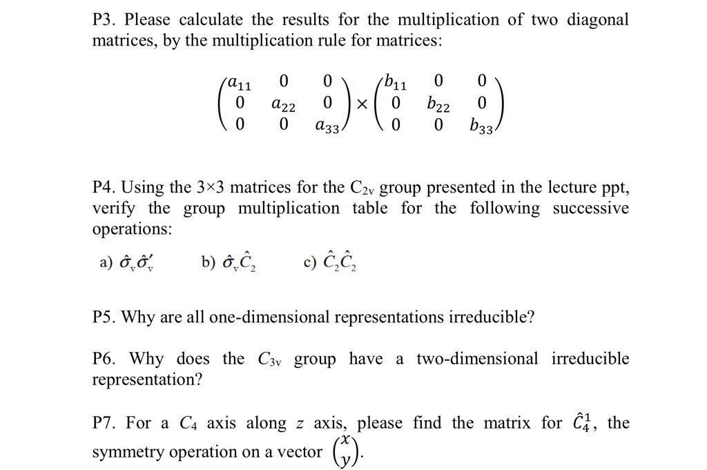 Solved P3. Please calculate the results for the | Chegg.com