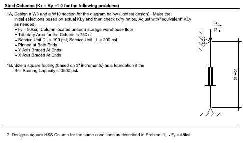 Solved Steel Columns (Kx=Ky=1,0 for the following problems ) | Chegg.com