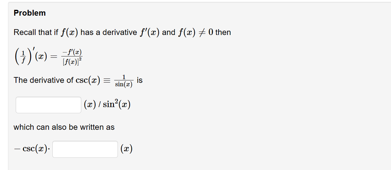 Solved Problem Recall that if f(x) has a derivative f′(x) | Chegg.com