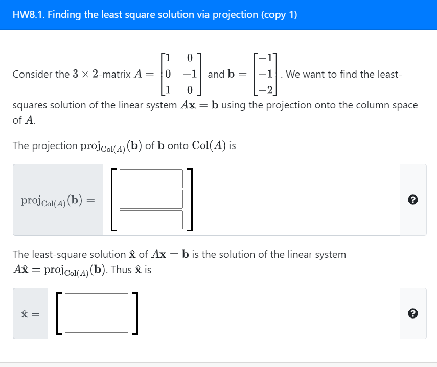 Solved HW8.1. Finding the least square solution via | Chegg.com