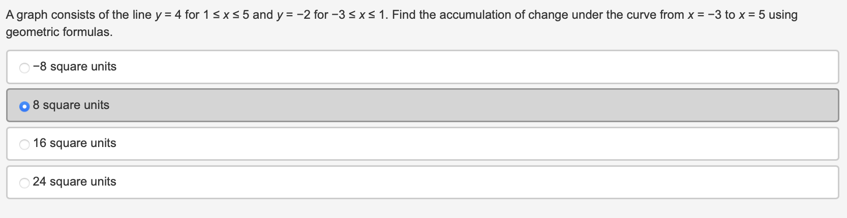 Solved A graph consists of the line y=4 ﻿for 1≤x≤5 ﻿and y=-2 | Chegg.com
