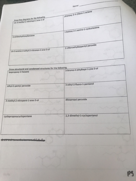 Solved Organic Nomenclature 1 UPAC names for the following | Chegg.com