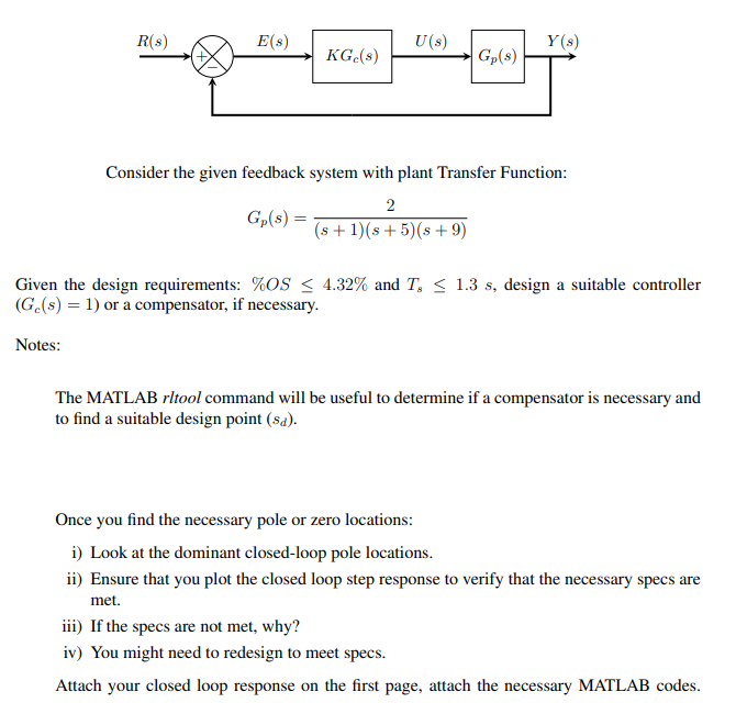 Solved Consider the given feedback system with plant | Chegg.com