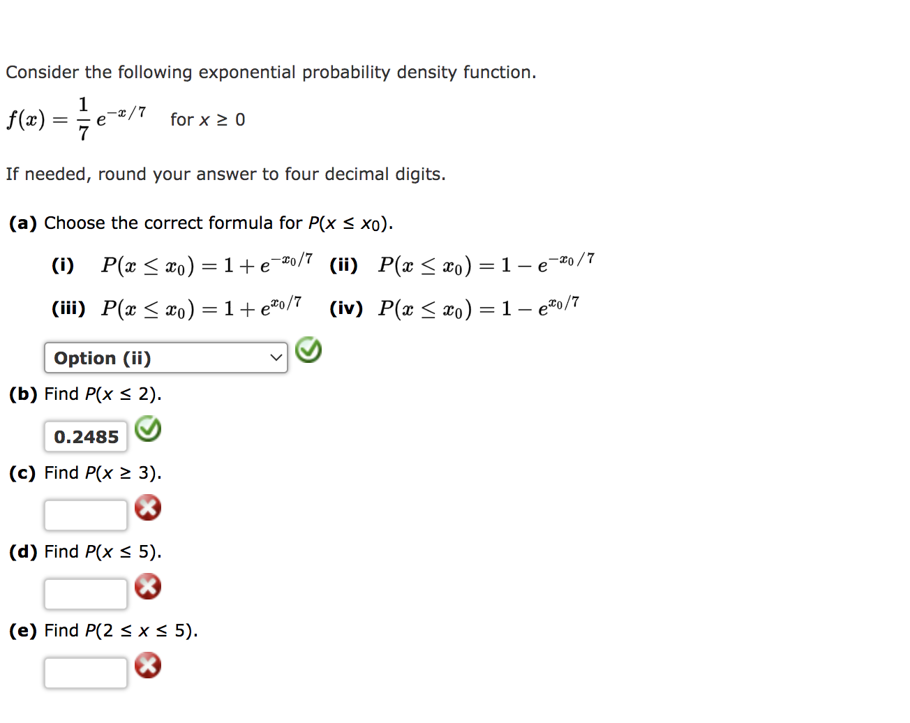 Solved Consider the following exponential probability | Chegg.com