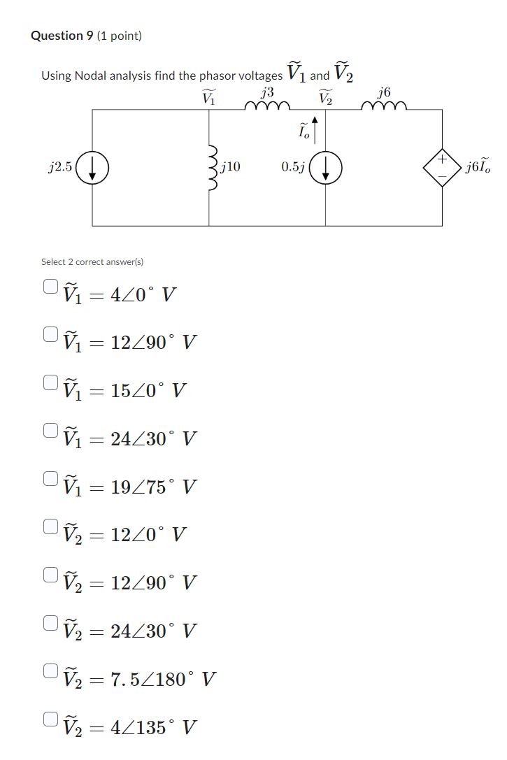 [Solved]: sing Nodal analysis find the phasor voltages sing