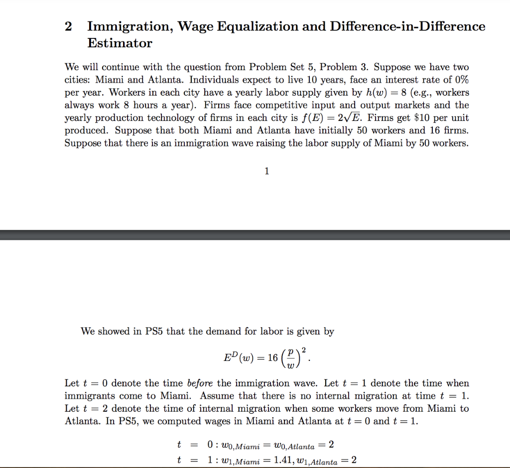 2 Immigration, Wage Equalization and | Chegg.com