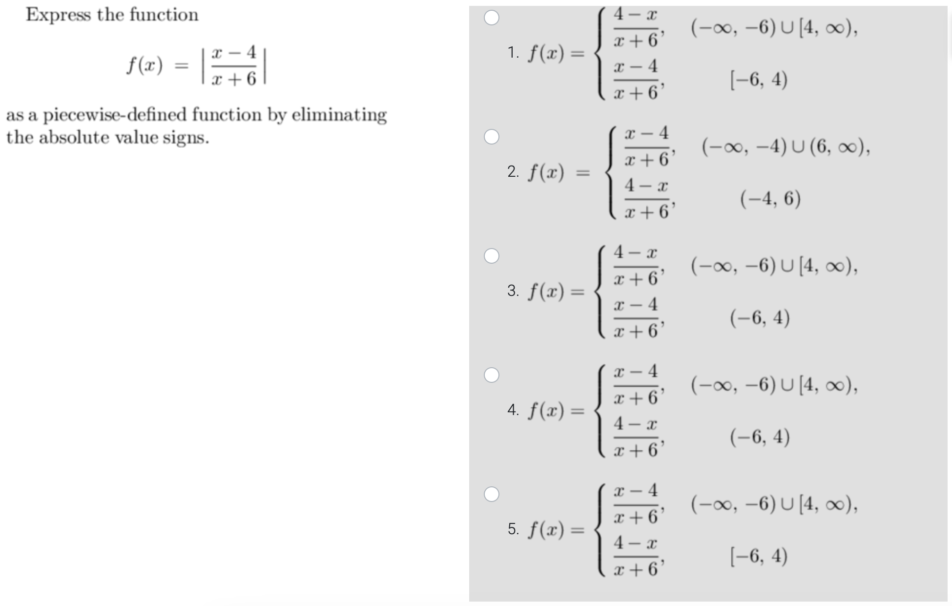 Solved Express the functionf(x)=|x-4x+6|as a | Chegg.com