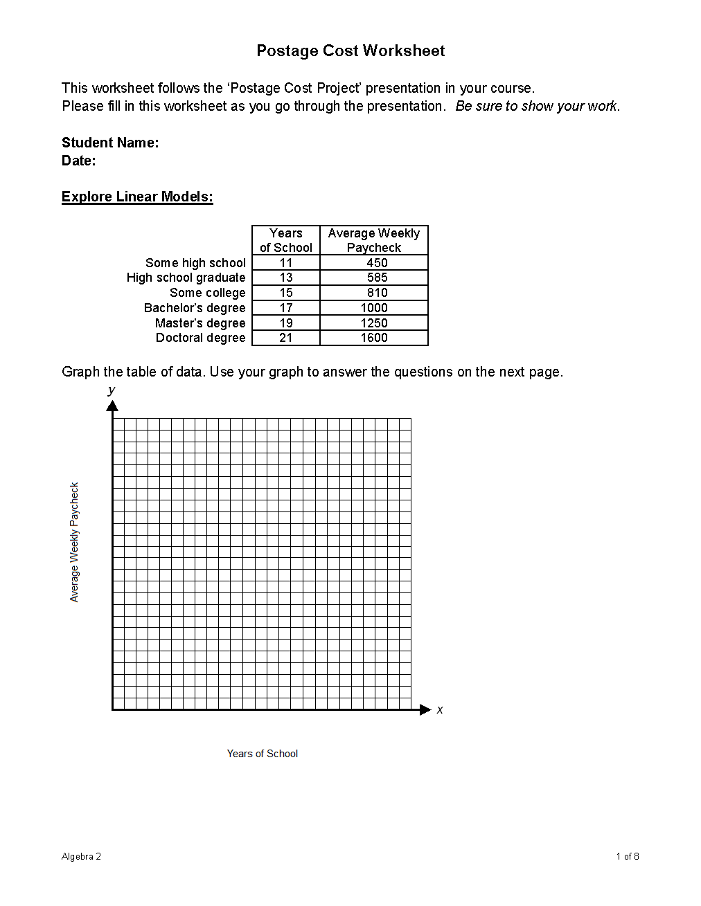 Help me fill out this Postage Project | Chegg.com