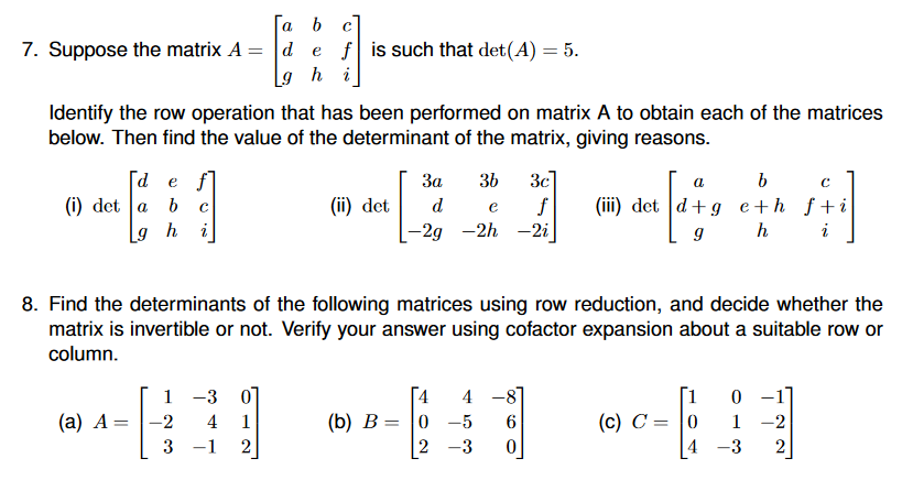 Solved 7. Suppose the matrix \\( | Chegg.com