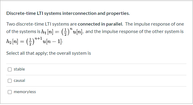 Solved Discrete-time LTI systems interconnection and | Chegg.com