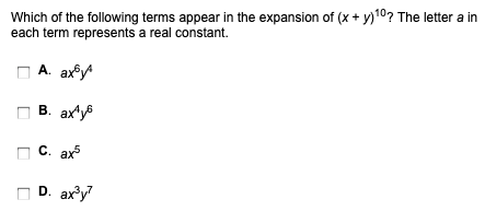 Solved Which of the following terms appear in the expansion | Chegg.com
