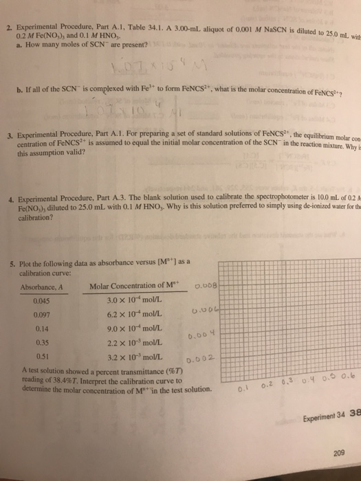 Solved 2. Experimental Procedure, Part A.1, Table 34.1. A | Chegg.com