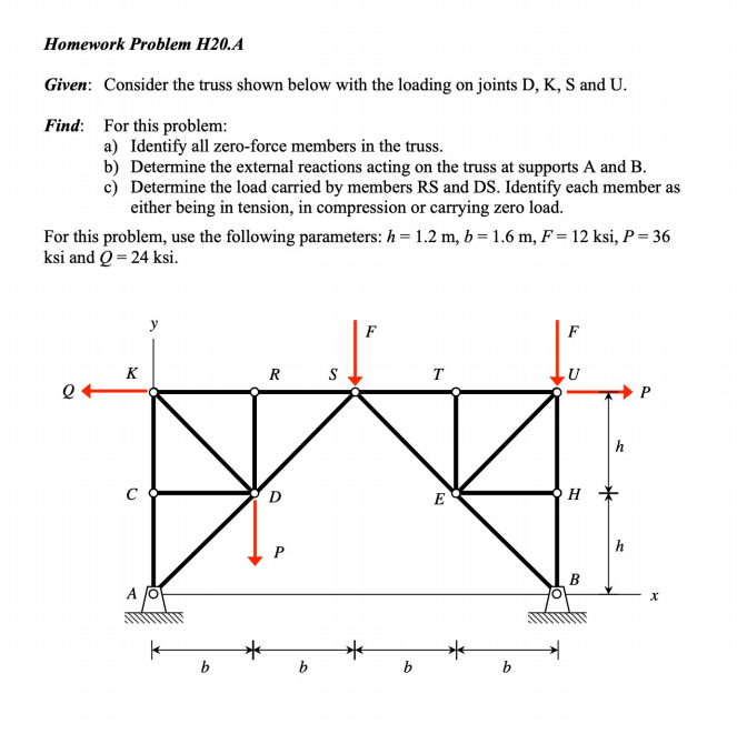 Solved Homework Problem H20 A Given Consider The Truss Chegg Solved Homework Problem H20 A Given Consider The Truss Chegg
