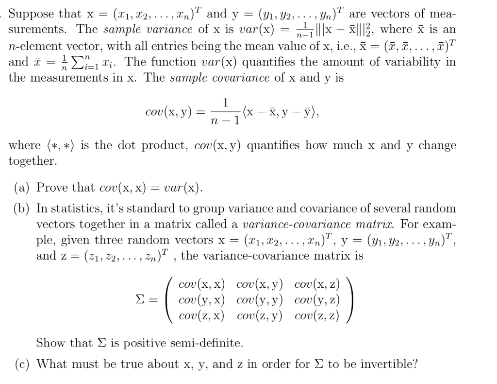 Suppose that x = (x1, X2, ..., Xn)and y = (y1, y2, | Chegg.com