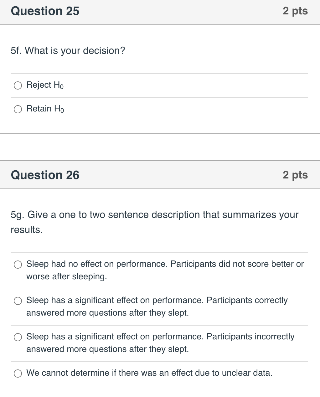 Solved Question 20 2 pts 5. Sleep is very important for | Chegg.com