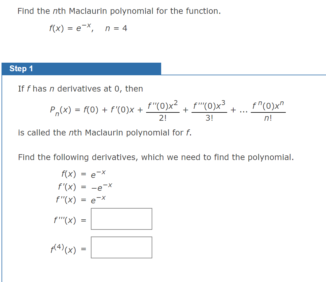 Solved Find the nth Maclaurin polynomial for the function. | Chegg.com