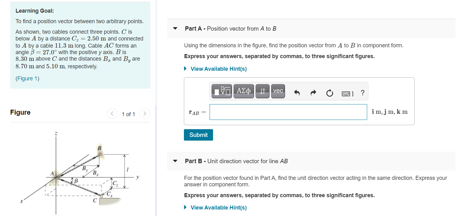 Solved Learning Goal: To find a position vector between two | Chegg.com