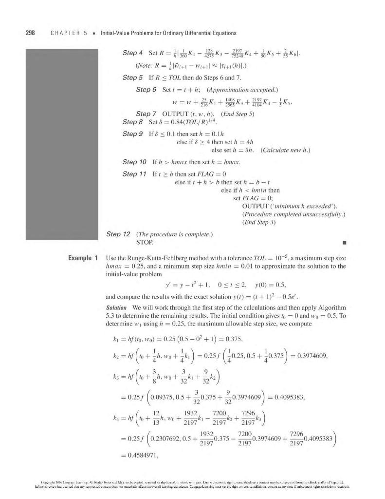 Solved 5.5 Error Control and the Runge-Kutta-Fehlberg Method | Chegg.com