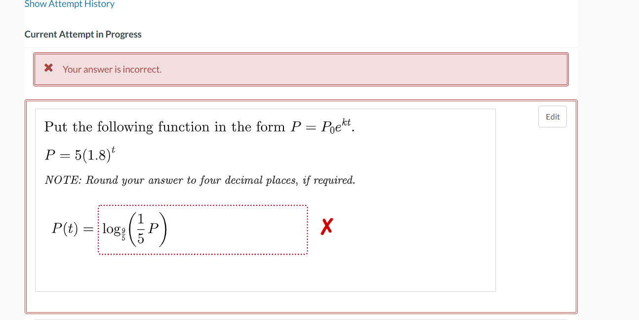 Solved Put the following function in the form P=P0ekt. | Chegg.com