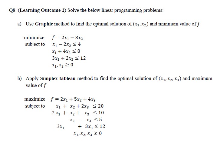 Solved a) Use Graphic method to find the optimal solution of | Chegg.com