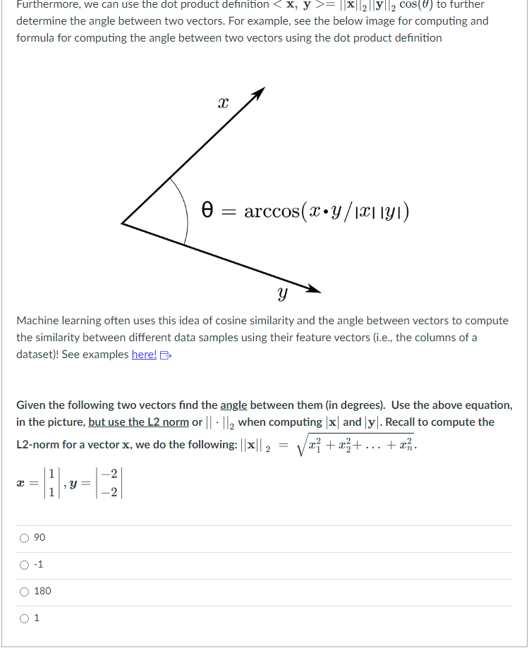 Solved Recall that the dot product of two vectors (1d | Chegg.com