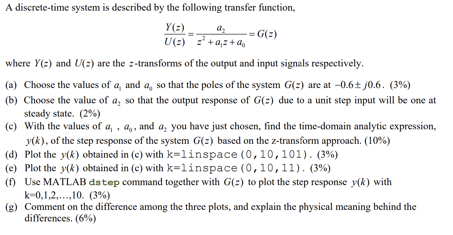 A discrete-time system is described by the following | Chegg.com