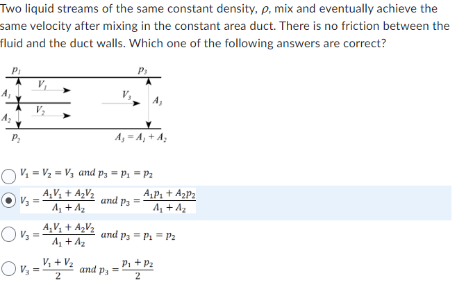 Solved Two liquid streams of the same constant density, ρ, | Chegg.com