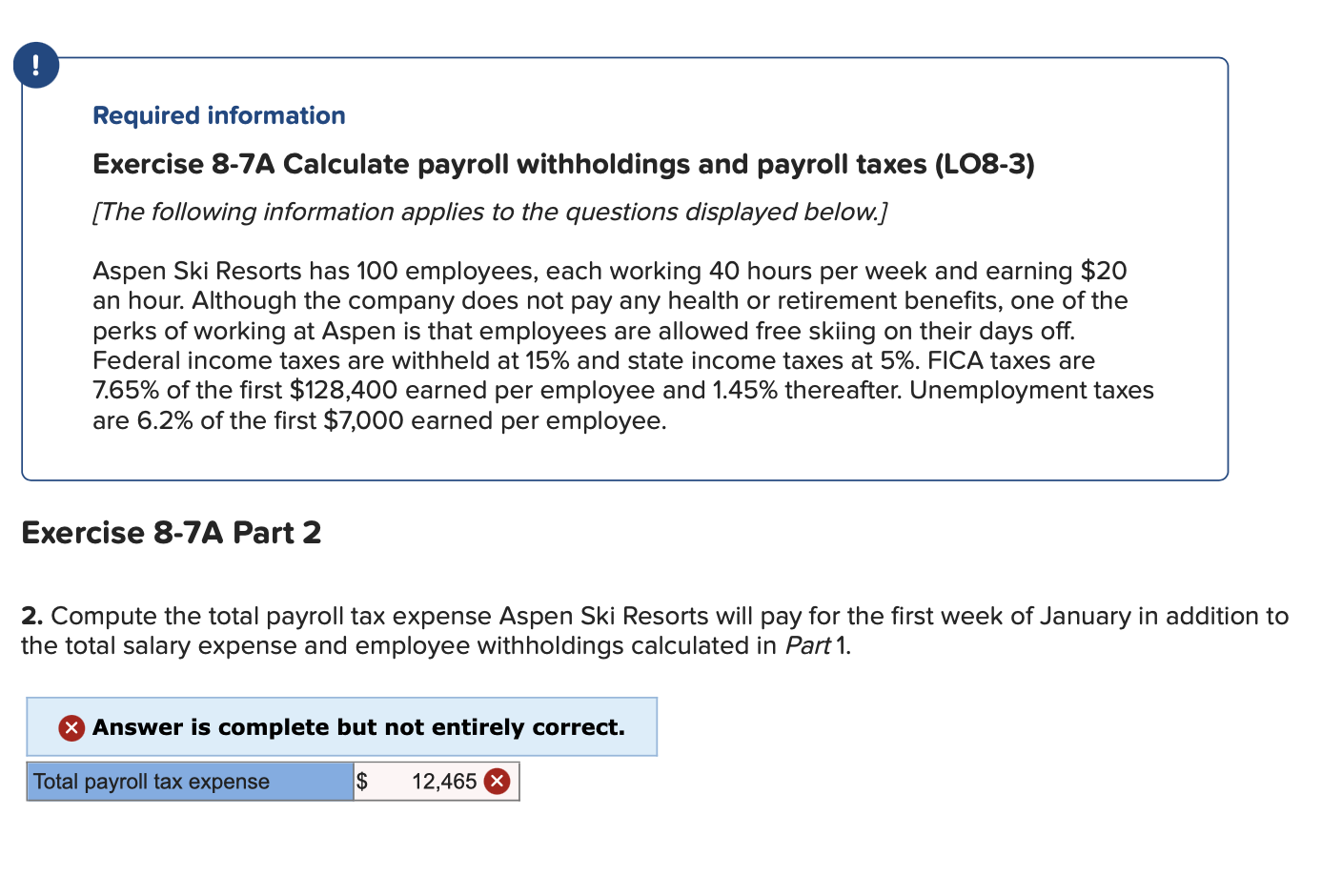 Solved Required information Exercise 8-7A Calculate payroll | Chegg.com