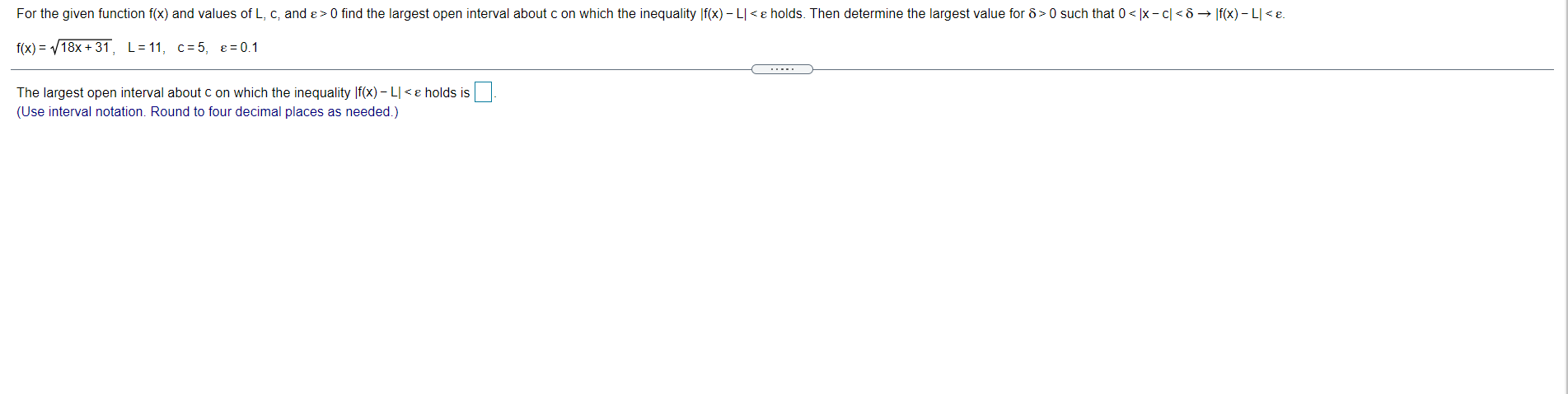 Solved For the given function f(x) and values of L, C, and e | Chegg.com