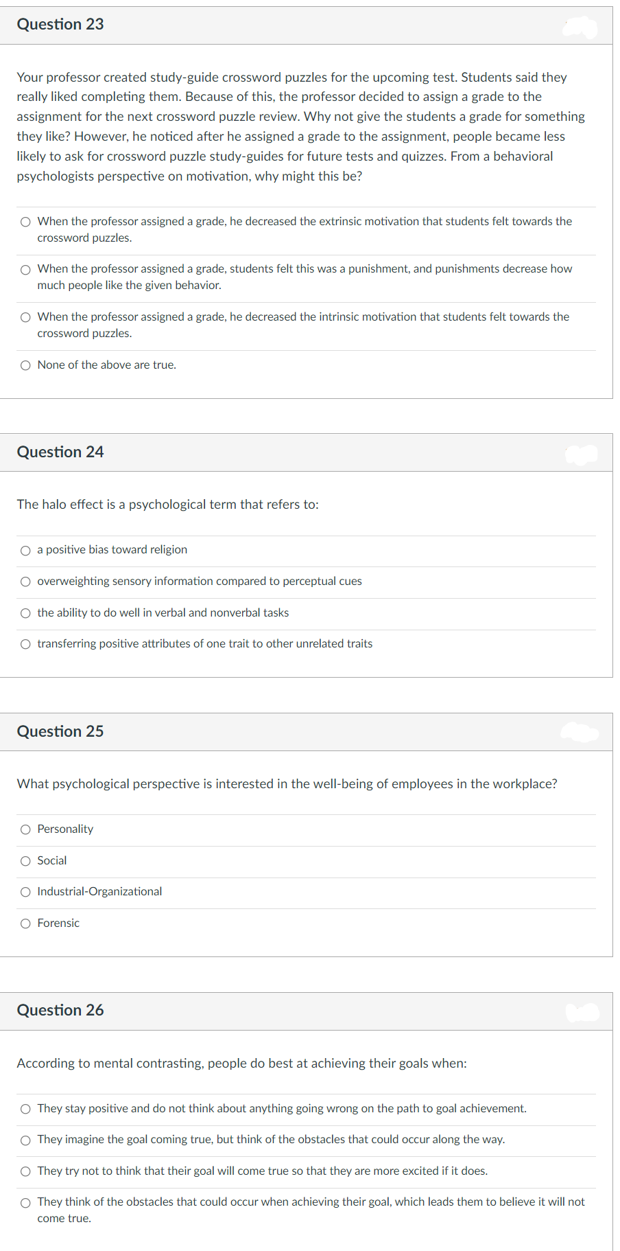 Solved Question 23 Your professor created study-guide | Chegg.com