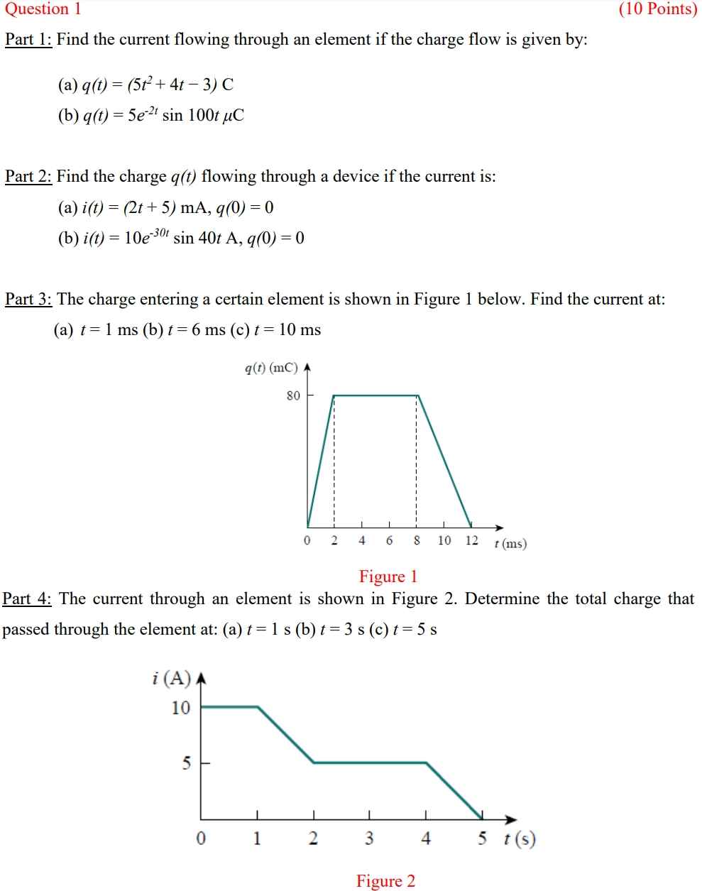Solved (10 Points) Question 1 Part 1: Find the current | Chegg.com