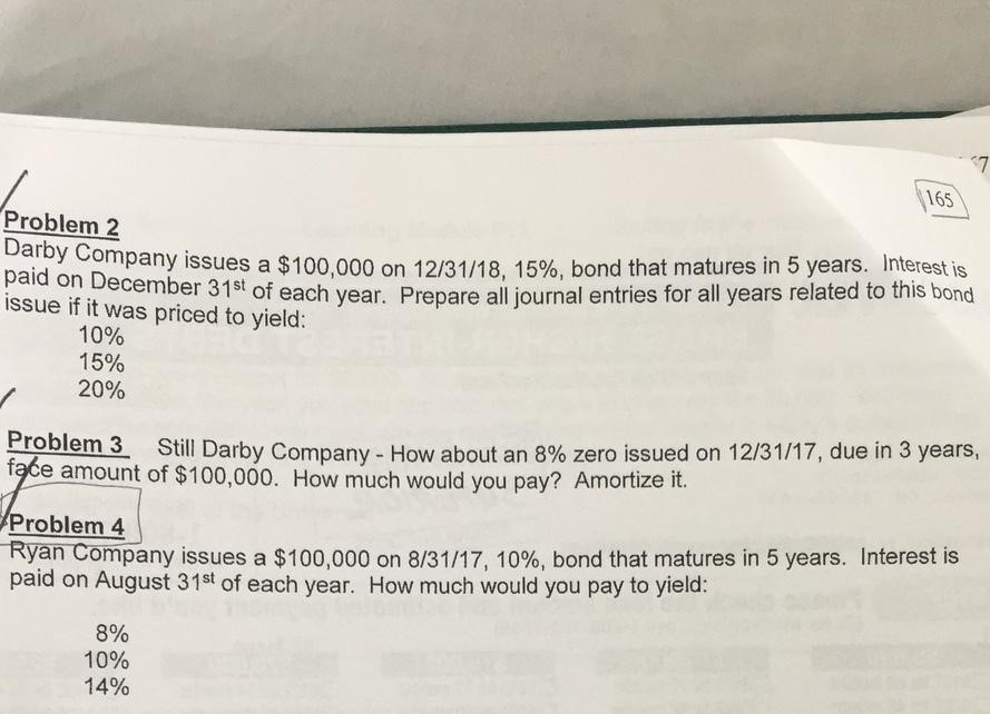 Solved 165 Problem 2 Darby Company issues paid on December | Chegg.com