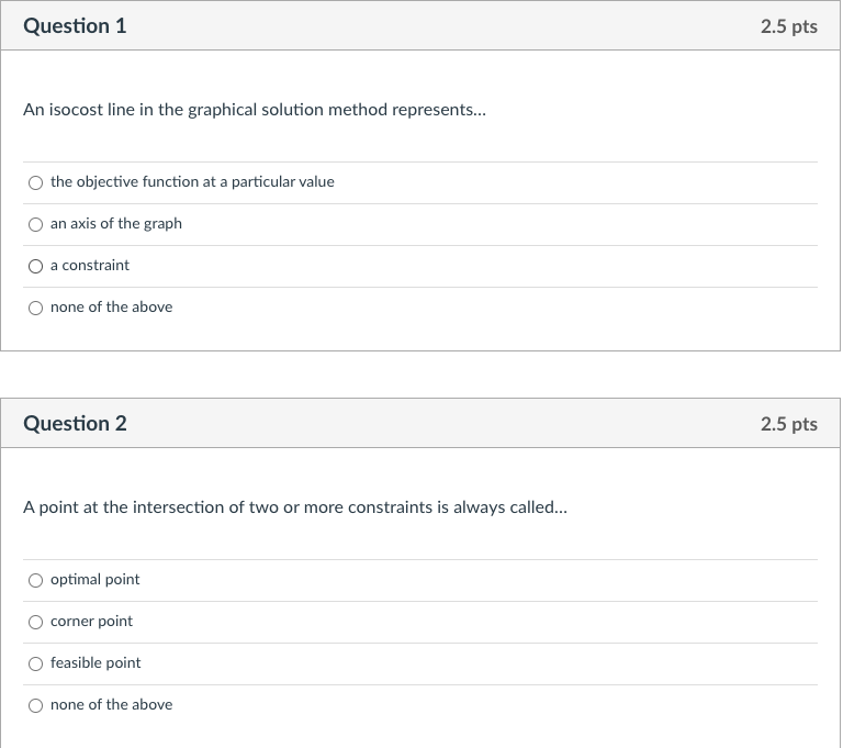 Solved Question 3 2.5 pts If an LP has a bounded non-empty | Chegg.com