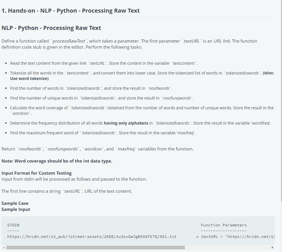 1. Hands-on - NLP - Python - Processing Raw Text NLP | Chegg.com