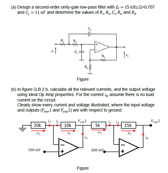 Solved (a) Design a second-order unity-gain low-pass filter | Chegg.com