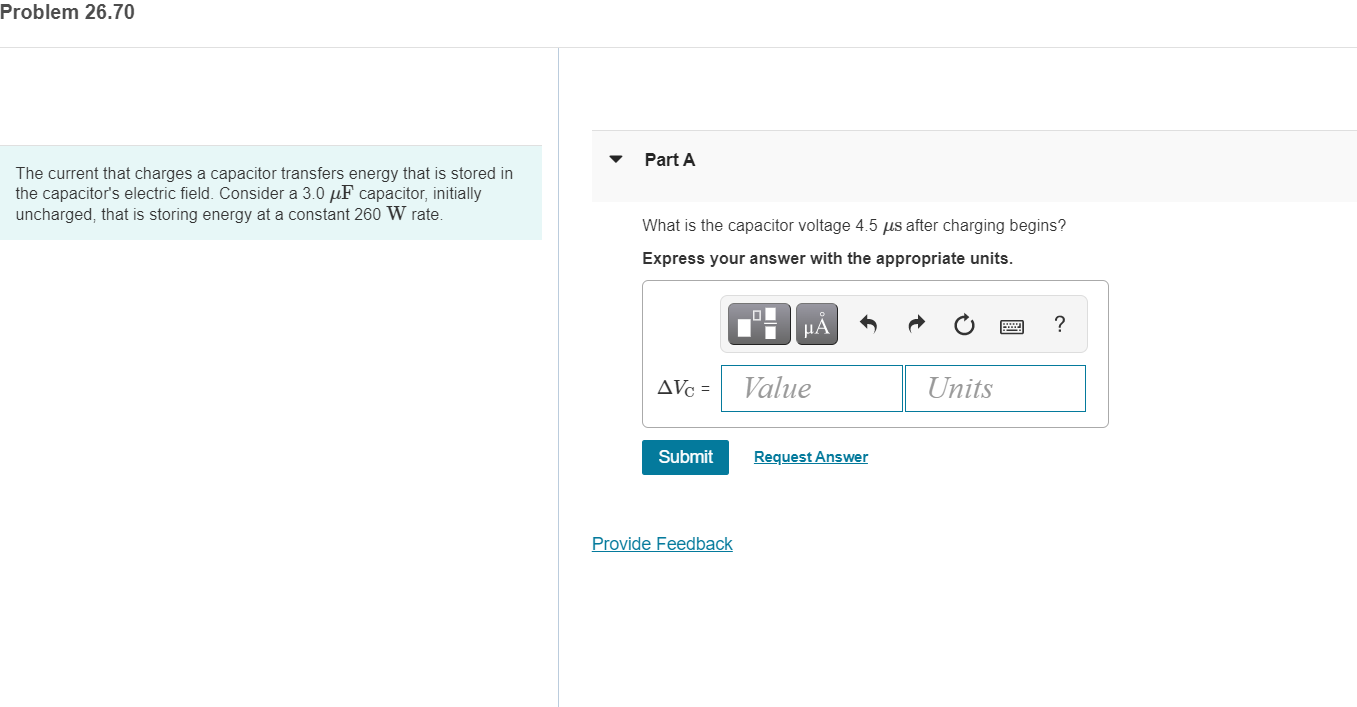 Solved Problem 26.70 Part A The current that charges a | Chegg.com