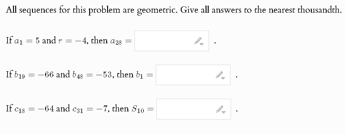 All sequences for this problem are geometric. Give | Chegg.com